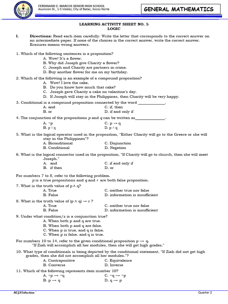 LAS-5.GM.Logic (2) | PDF | Argument | Mathematical Logic