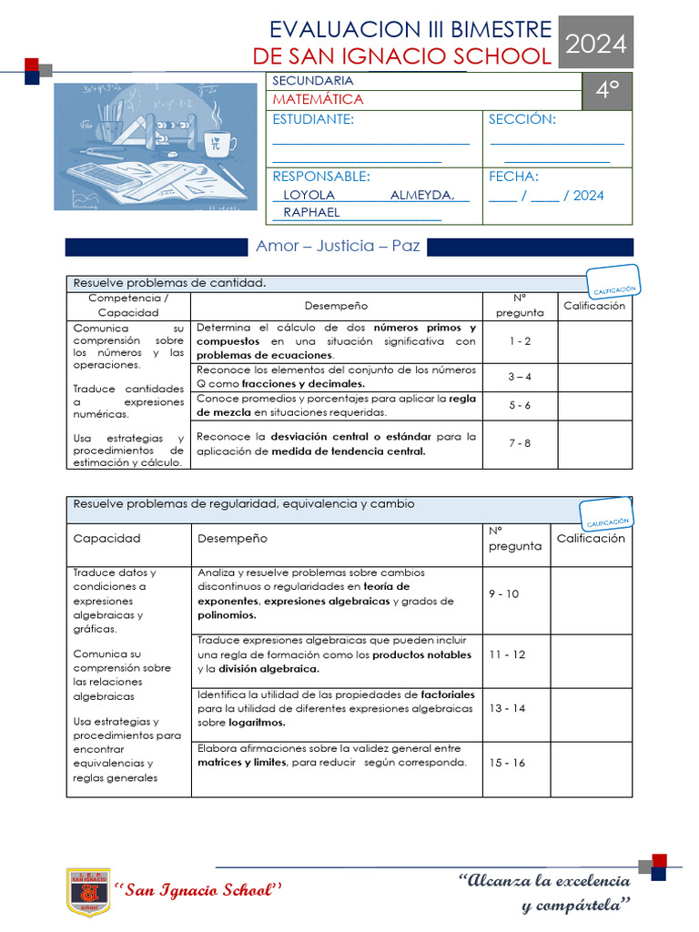 Malla 4° Sec - Exa-Salida-Mate | PDF | Fórmula | Ángulo