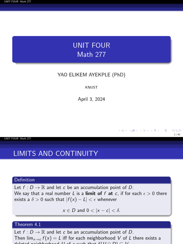 Math 277 Unit Four (1) | PDF | Analysis | Topology