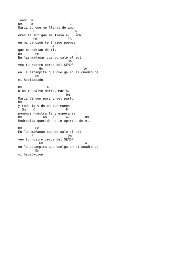 Canción Devocional a María en Dm | PDF
