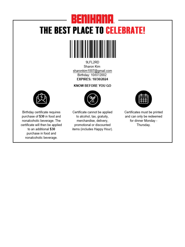 Benihana - Celebrate Your Birthday | PDF | Merchandising