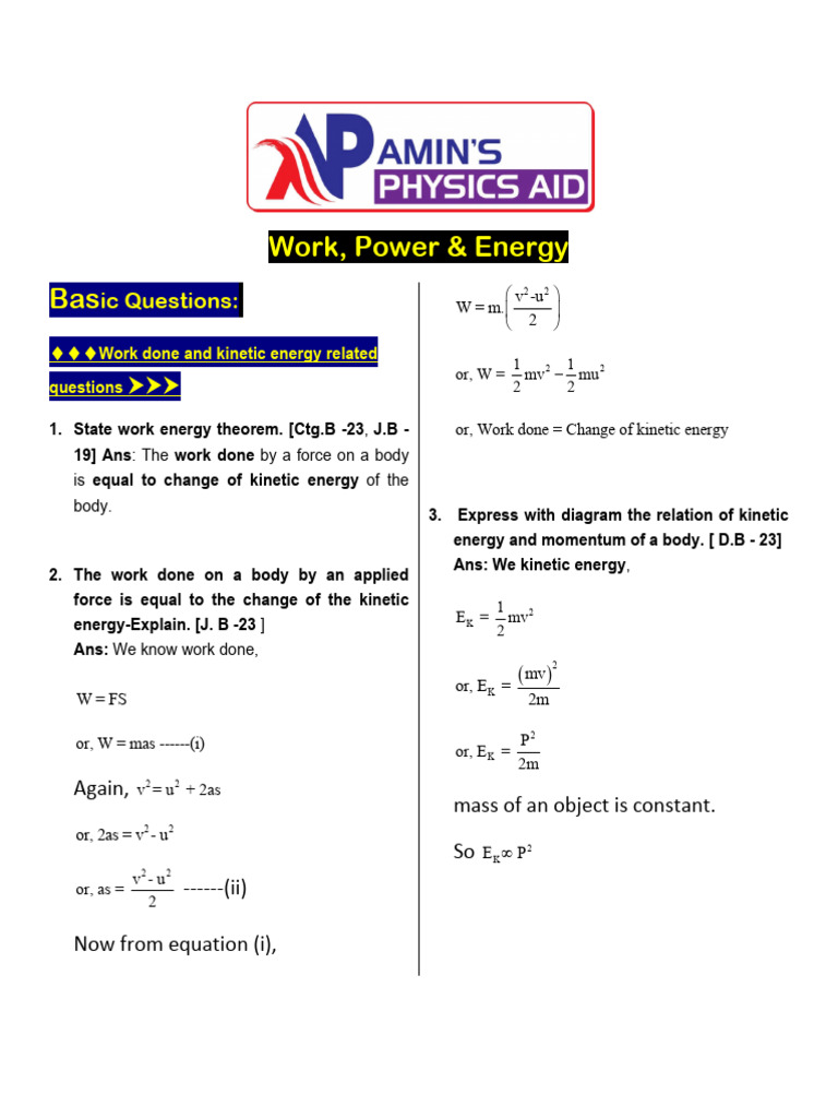 Work Power | PDF | Force | Potential Energy