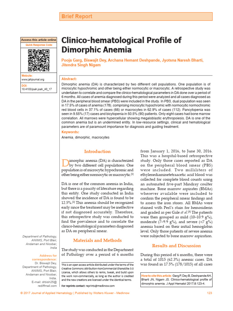 clinico_hematological_profile_of_dimorphic_anemia.7 | PDF | Anemia ...