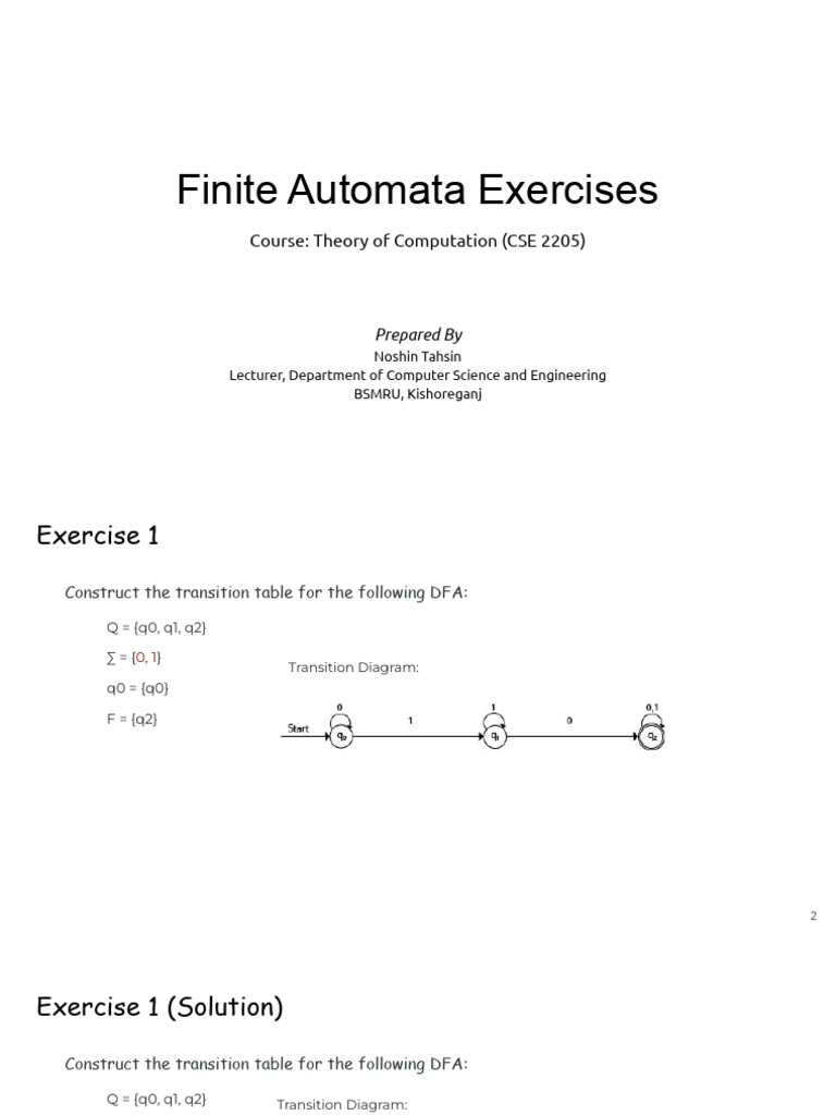 Automata Chapter 2 Exercises (1) | PDF | Theoretical Computer Science | Algorithms