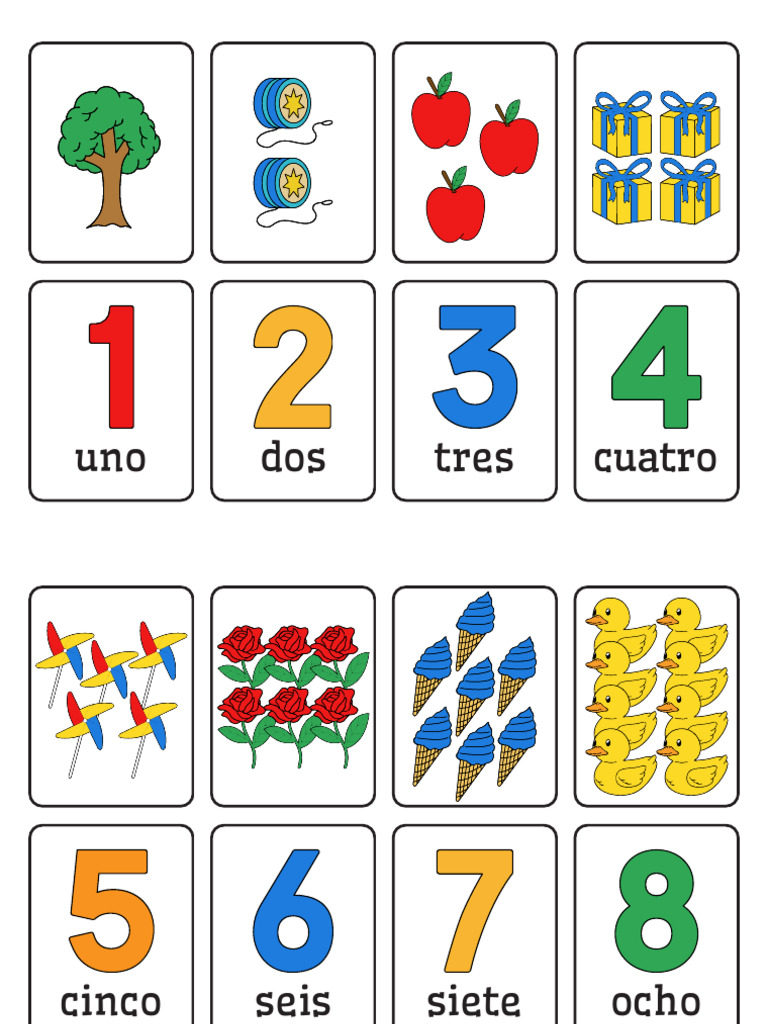 Tarjetas Educativas Memoria de Números Ilustrado Colorido | PDF
