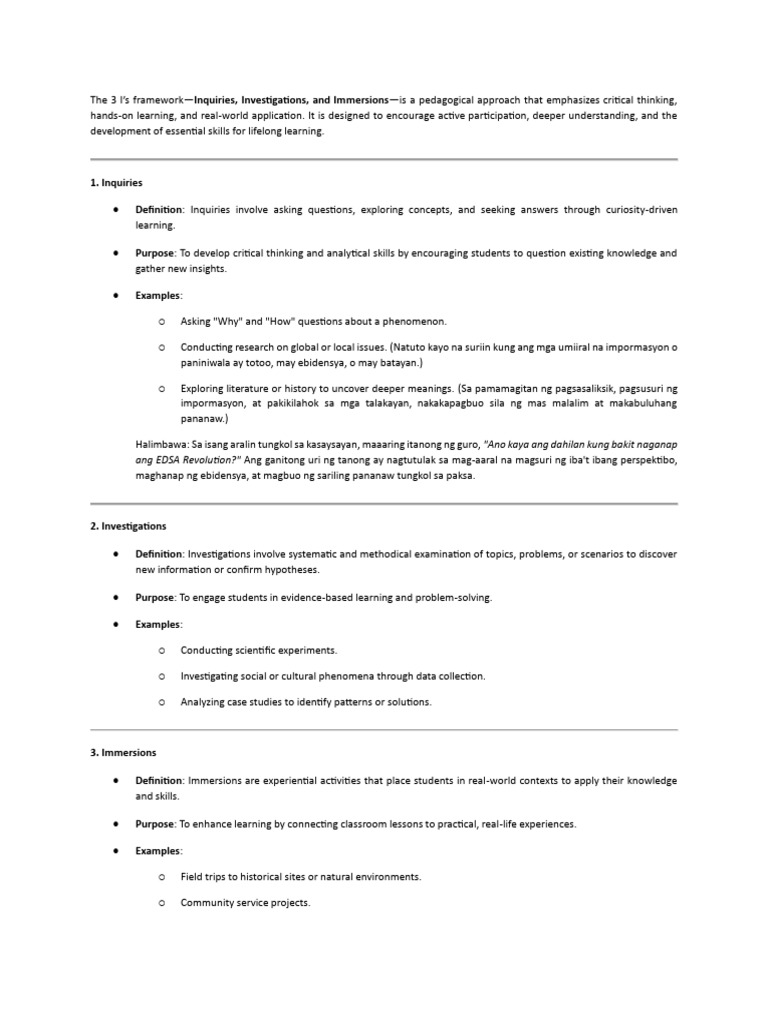 The 3 I's SUBJECT | PDF | Learning | Pedagogy