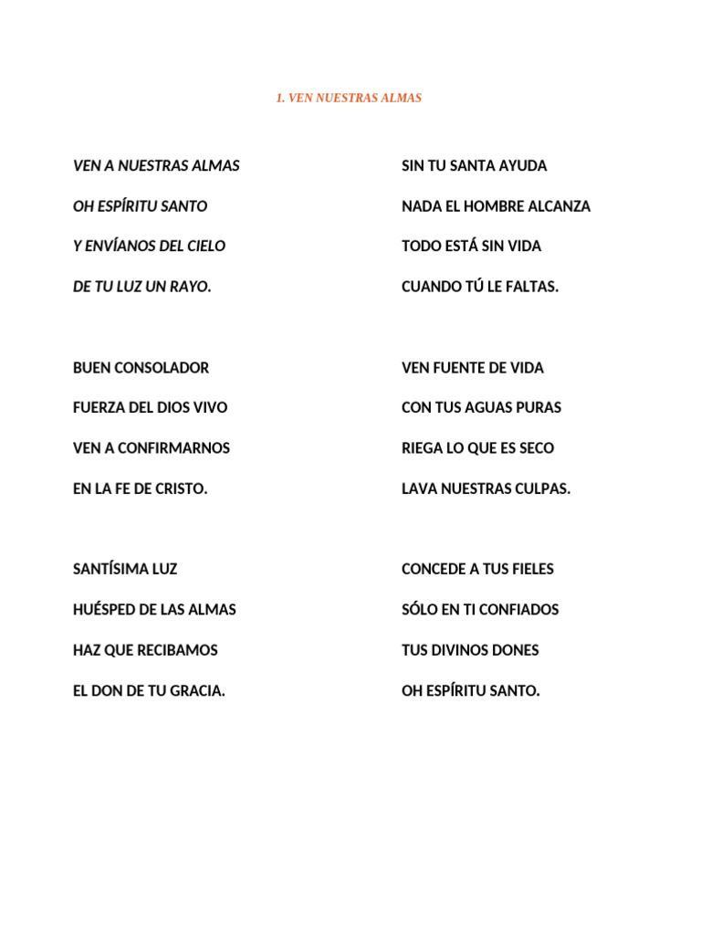 Invocación al Espíritu Santo | PDF