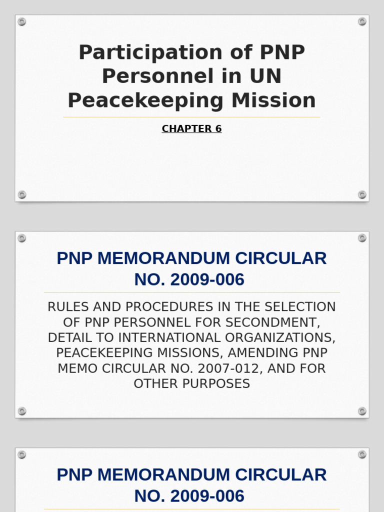 Chapter 6. Participation of PNP Personnel in UN Peacekeeping Mission ...