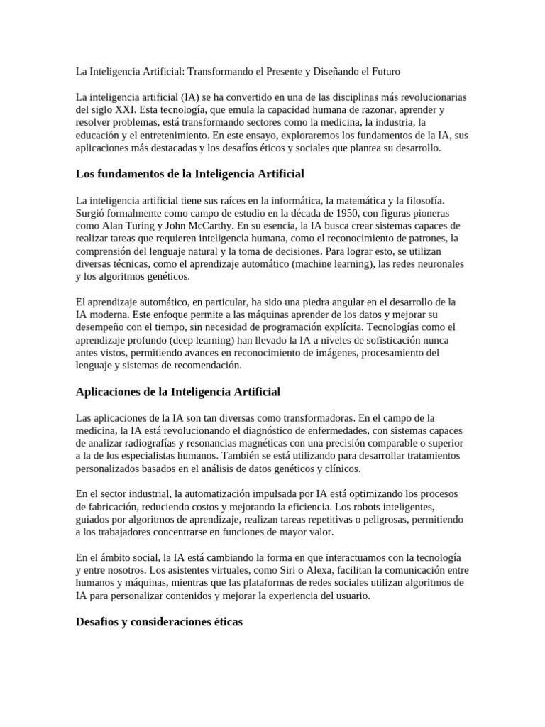 Impacto y Retos de la Inteligencia Artificial | PDF | Inteligencia artificial | Inteligencia (IA ...