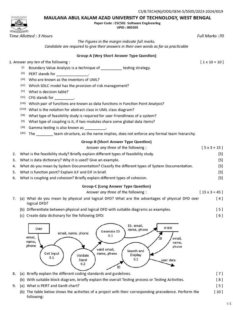 btech-cse-5-sem-software-engineering-esc501-2024 | PDF | Software Engineering | Computing