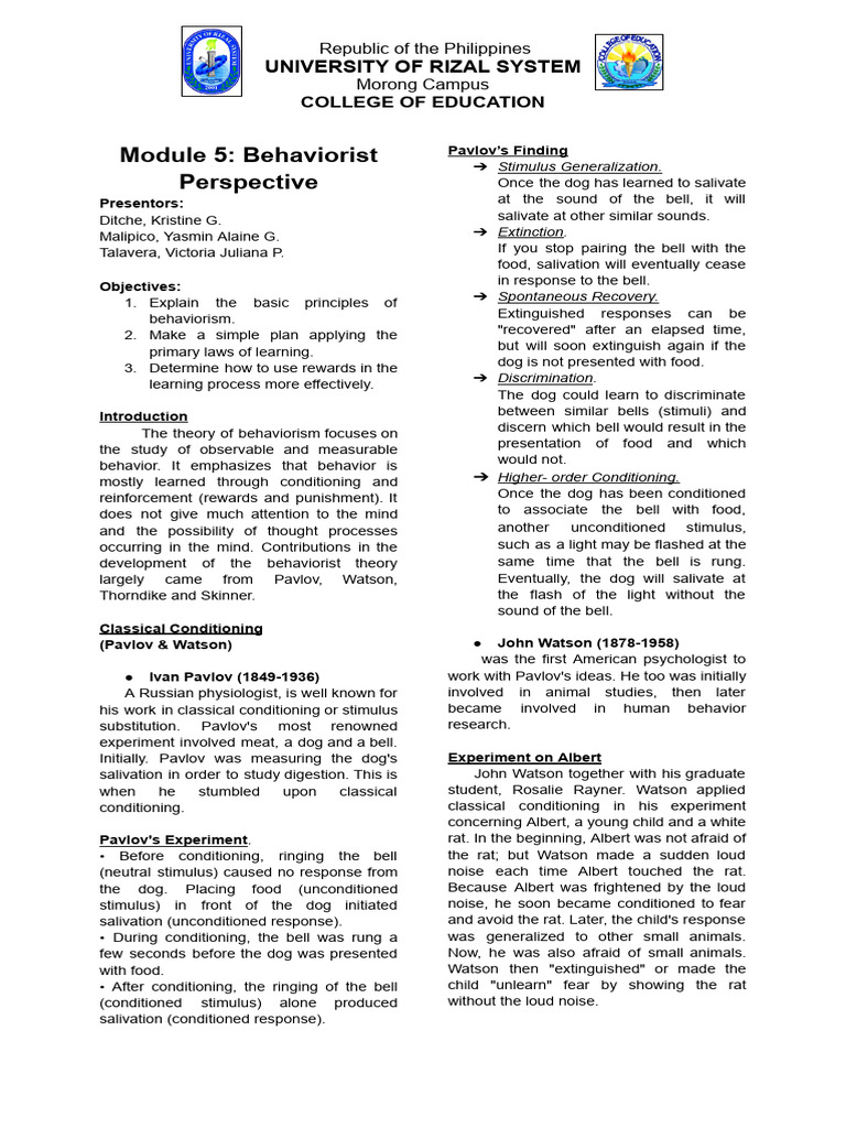 Module 5 (Report Outline - Ed7) | PDF | Reinforcement | Classical ...