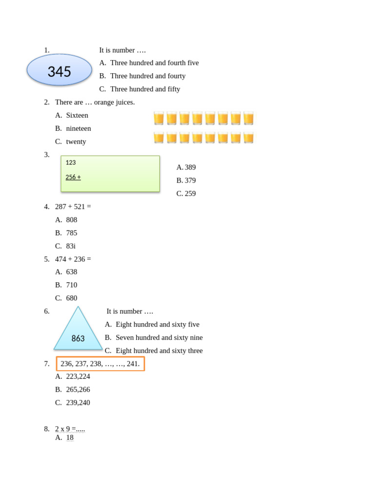 Math PAT Kelas 2 DaQu | PDF