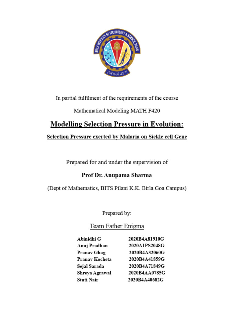 Math Modeling Project Report | PDF | Malaria | Zygosity