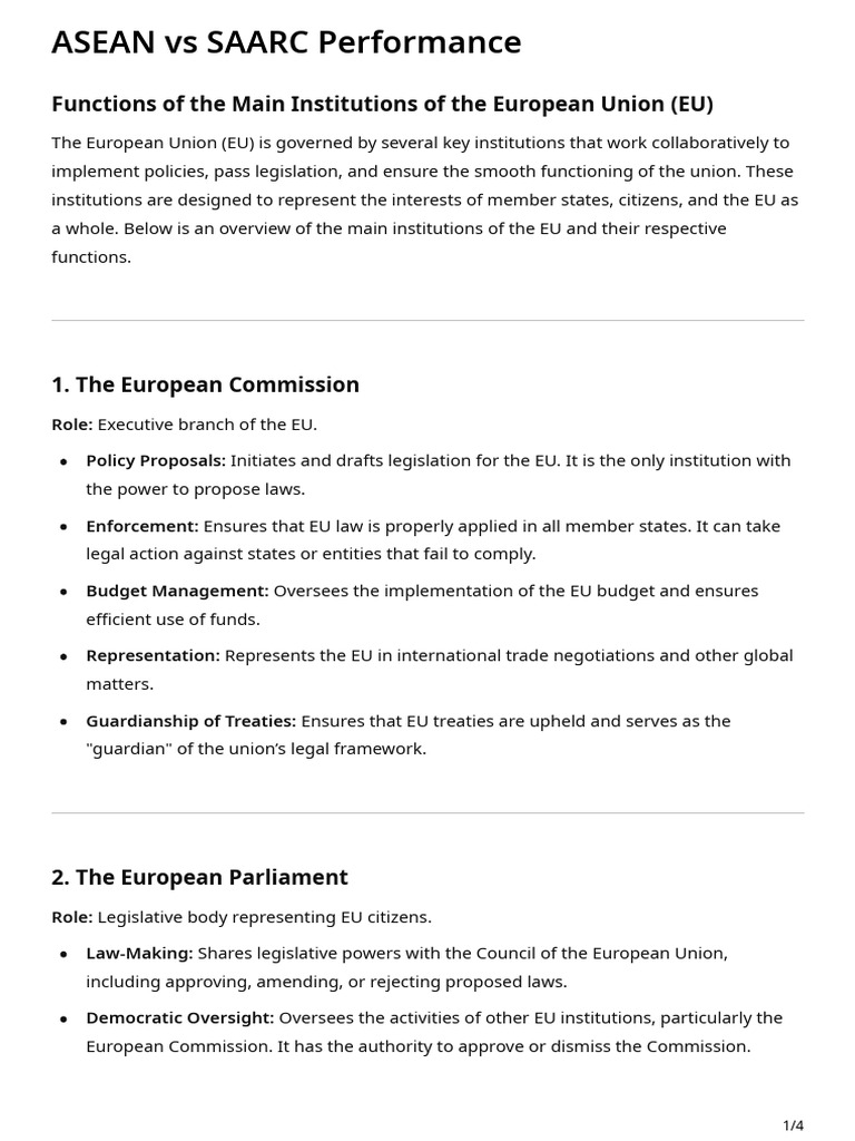 ASEAN Vs SAARC Performance | PDF | European Union | Eurozone