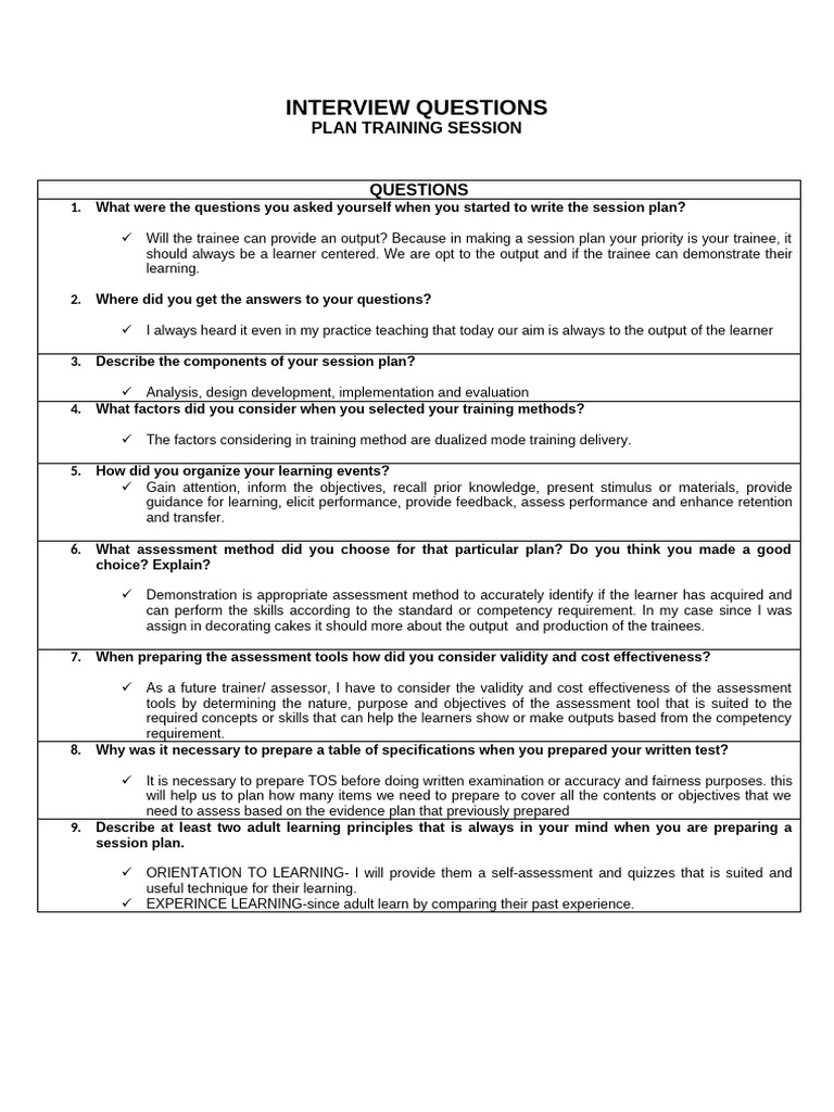 Sample INTERVIEW QUESTIONS | PDF | Educational Assessment | Learning