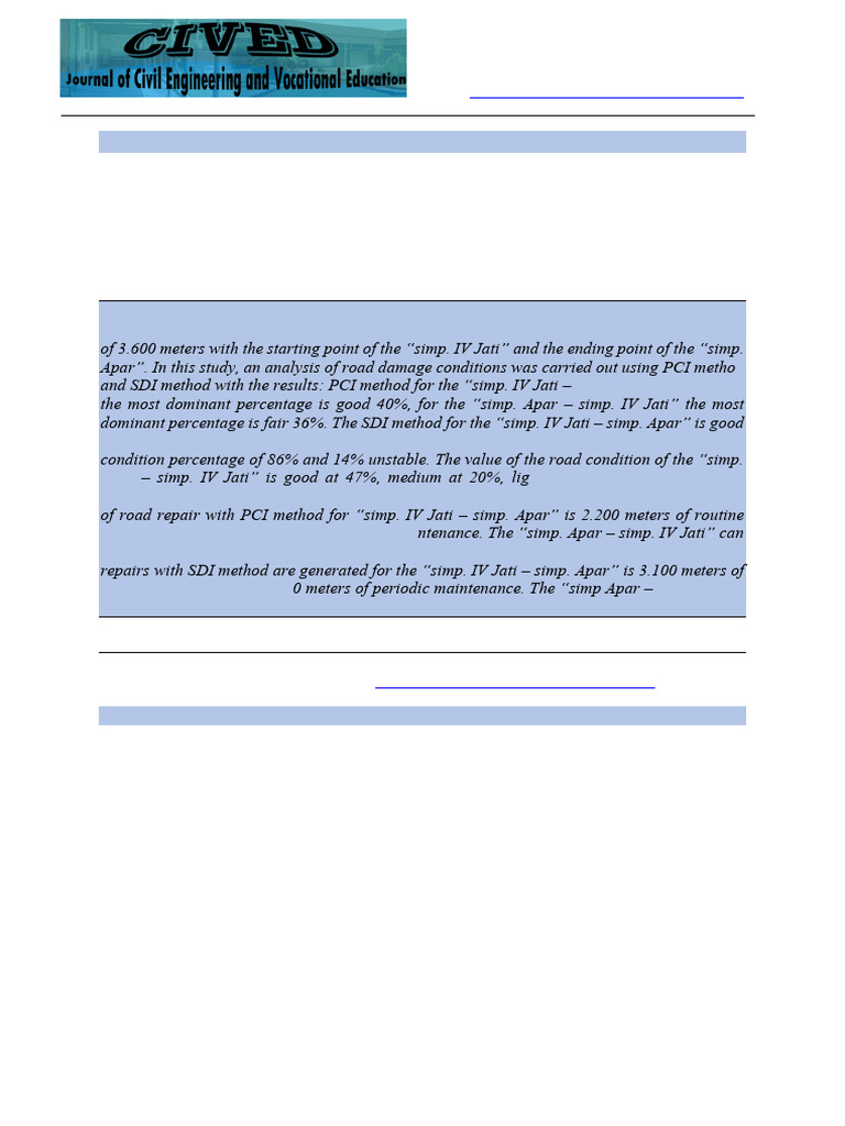 Road Damage Analysis Using PCI and SDI Methods and | PDF | Road | Road Surface