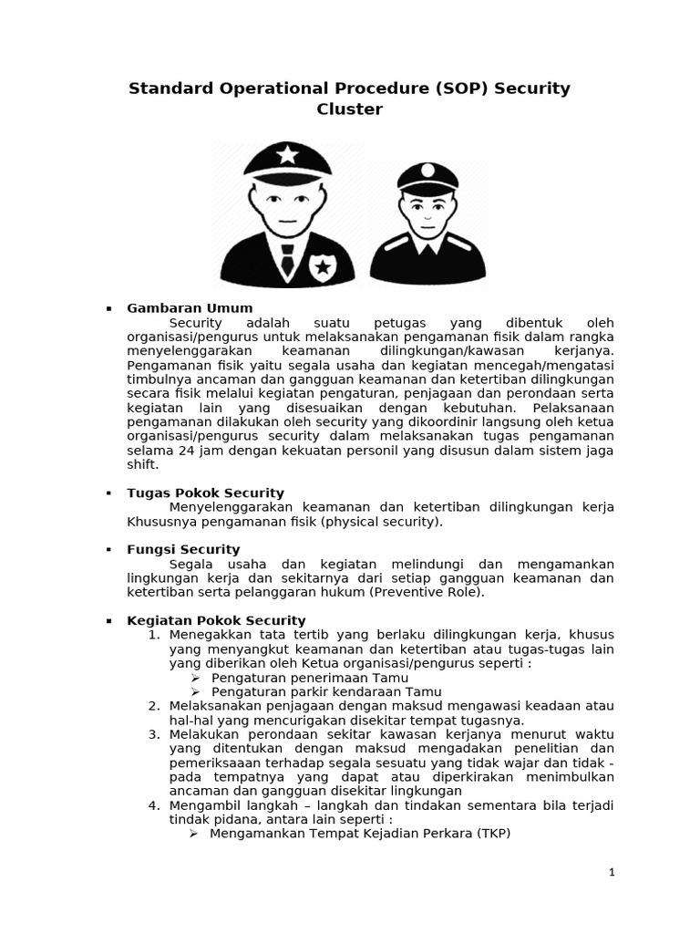 Standard Operational Procedure 1 | PDF