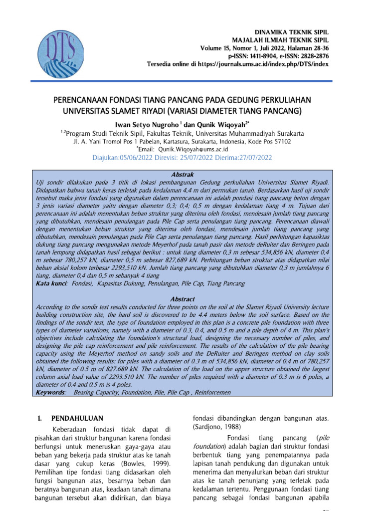Perhitungan Pondasi Tiang Pancang | PDF