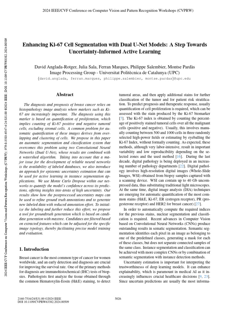 Dual U-Net for Ki-67 Cell Segmentation | PDF | Image Segmentation | Statistical Classification