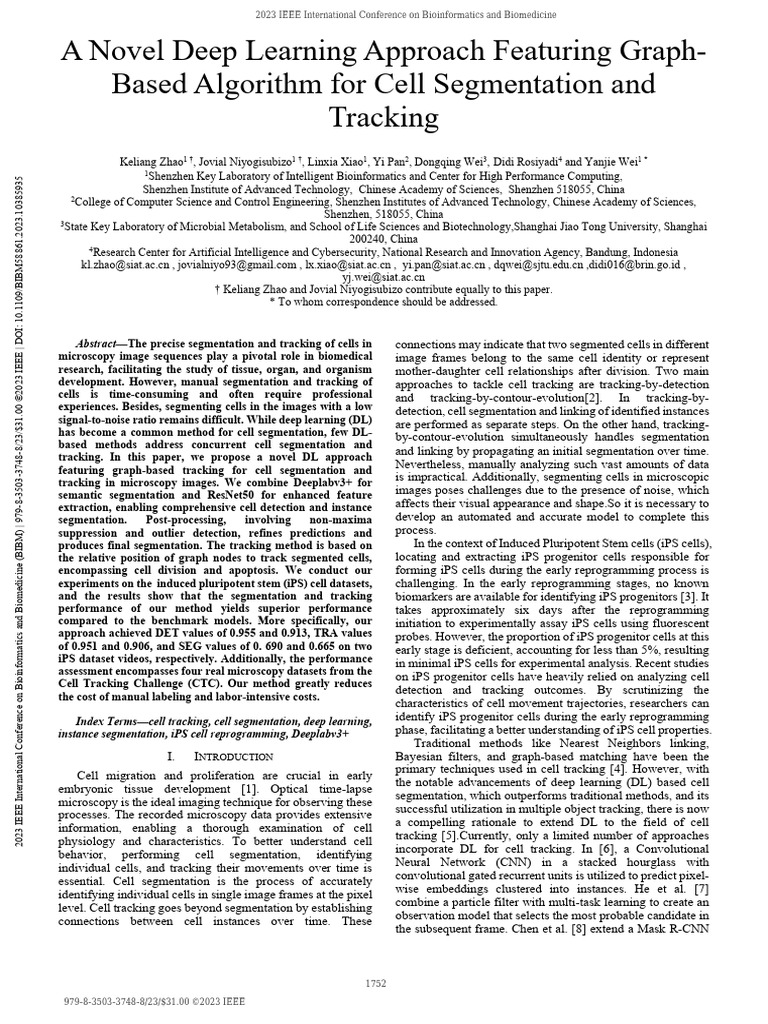 A Novel Deep Learning Approach Featuring Graph-Based Algorithm For Cell Segmentation and ...