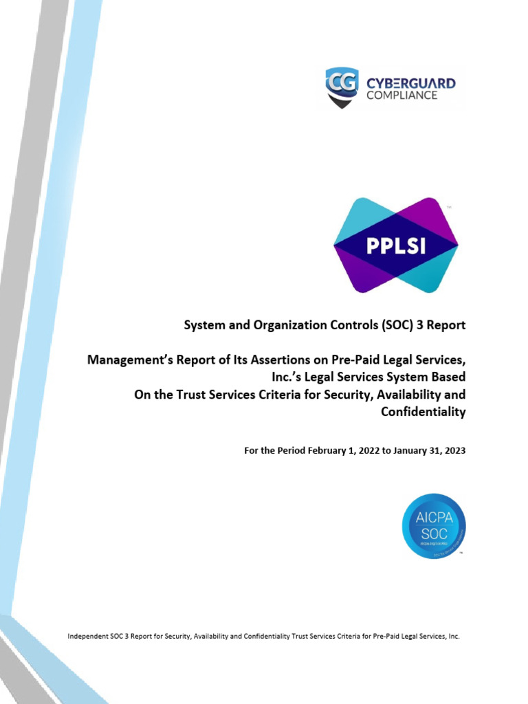 SOC 3 Report: Pre-Paid Legal Services | PDF | Computer Security | Security