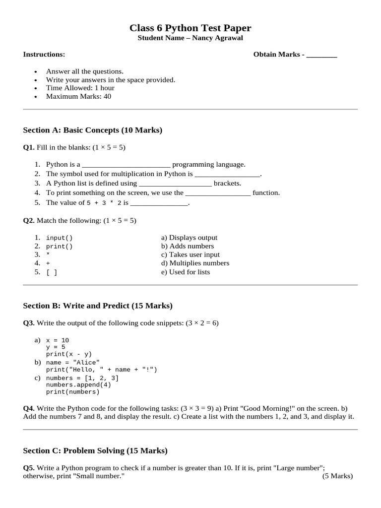 Class 6 | PDF