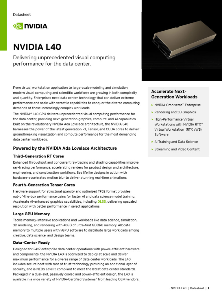 vgpu-L40-datasheet | PDF | Graphics Processing Unit | Computer Graphics