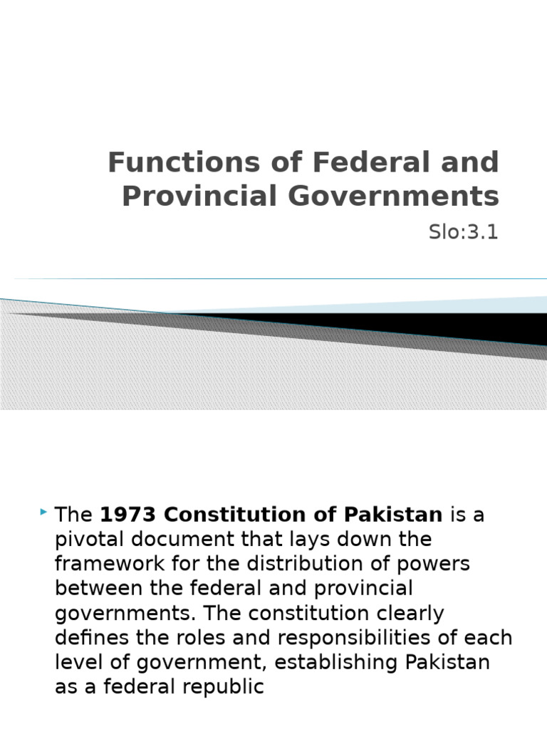Functions of Federal and Provincal Govt | PDF | Federal Government Of ...