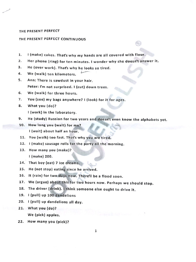 Present Perfect and Continuous Tenses | PDF