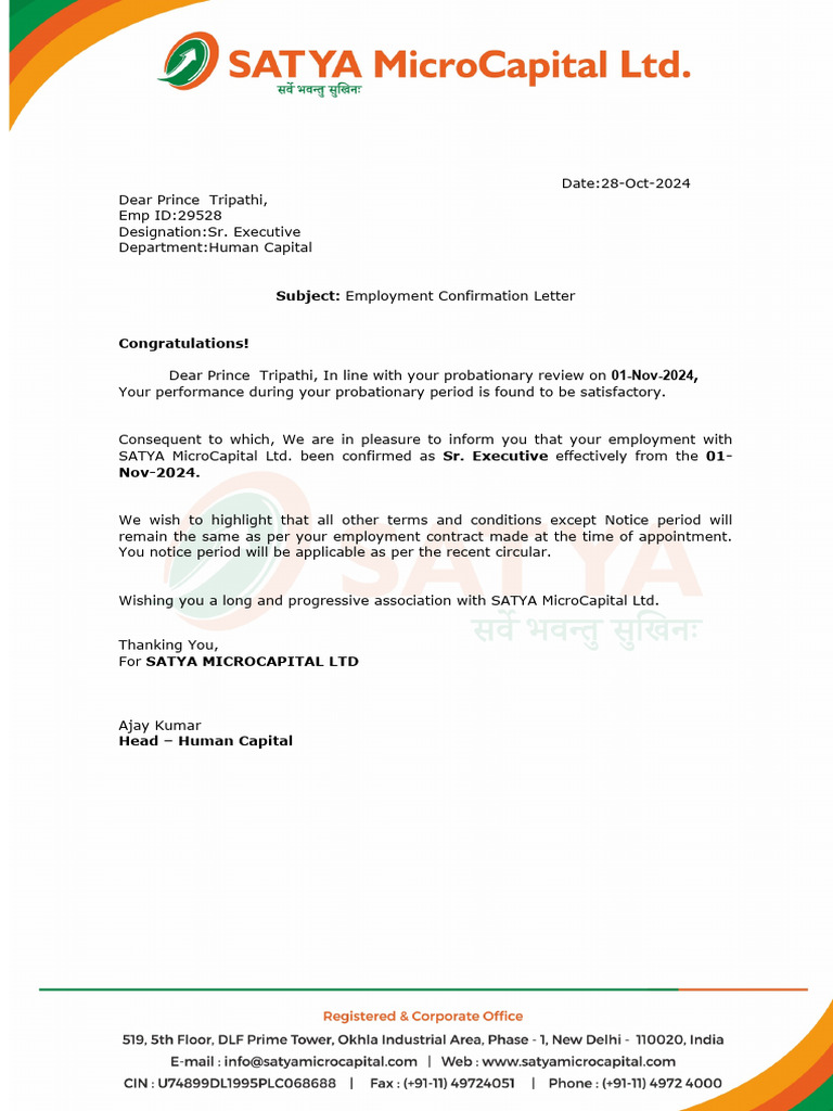 Confirmation Letter | PDF