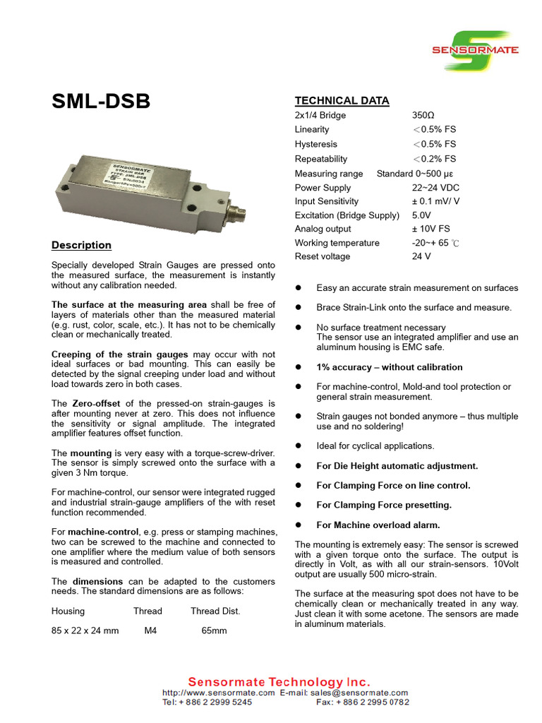 SML-DSB-Technical-Data-85 | PDF | Sensor | Amplifier