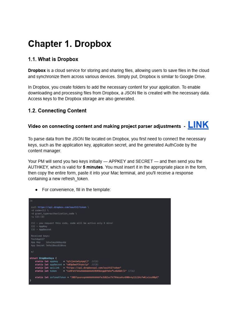 Instruction For Connecting Content and Parsing (Dropbox) | PDF | Json | Data Management