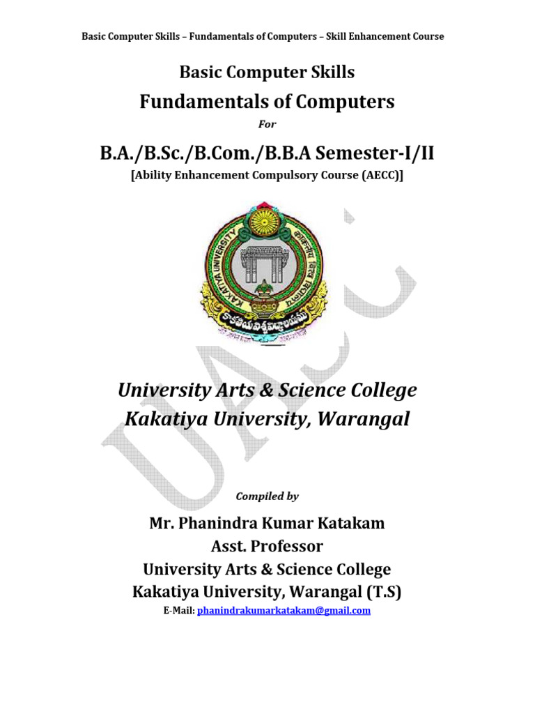 Basics Computer Skills Fundamentals of Computers AECC Unit Wise-1 | PDF | Random Access Memory ...