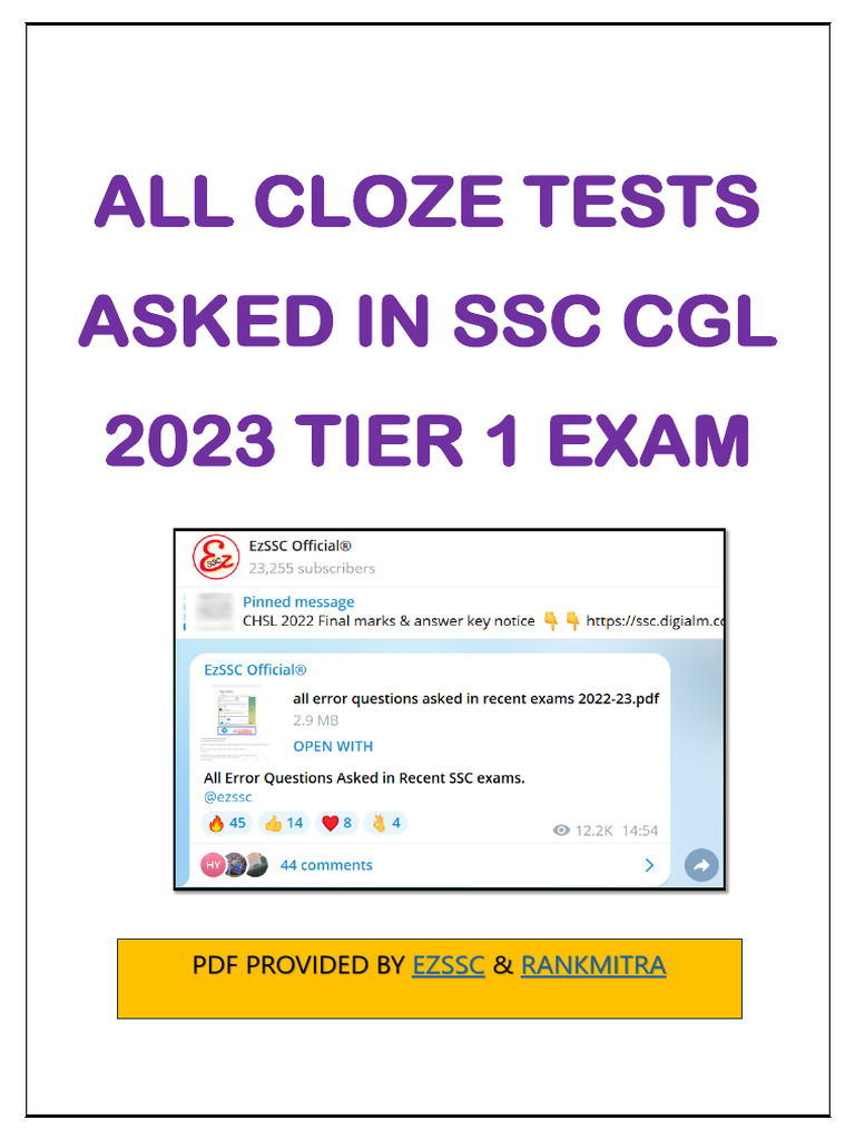 SSC CGL 2023 Cloze Test Solutions | PDF | Automated Teller Machine ...