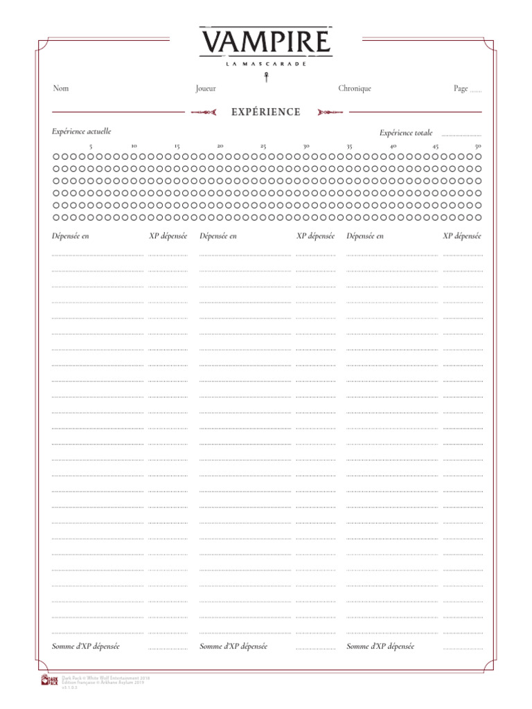 VtM5e FR Extra Experiences | PDF