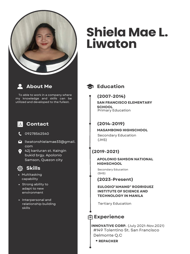 Shiela Mae Liwaton's Resume Summary | PDF