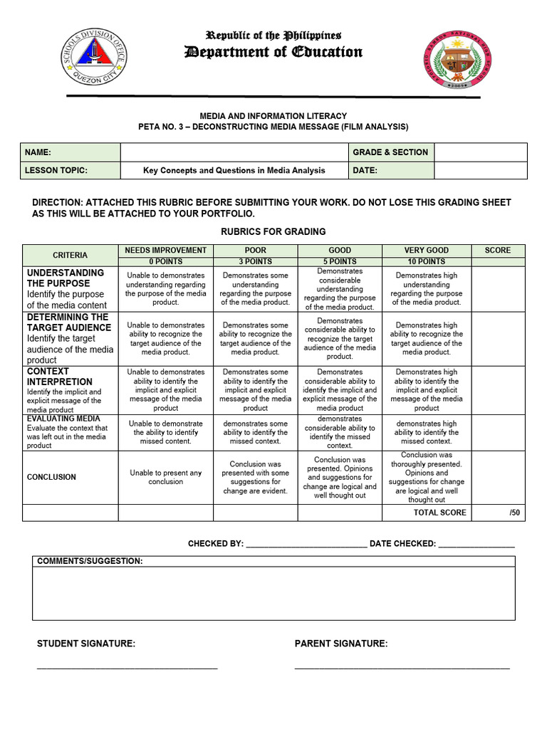 PETA-NO.3-RUBRICS-1 | PDF | Cognitive Science | Communication