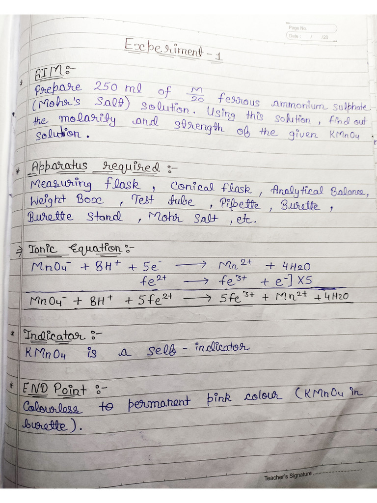Chemistry Practical File | PDF