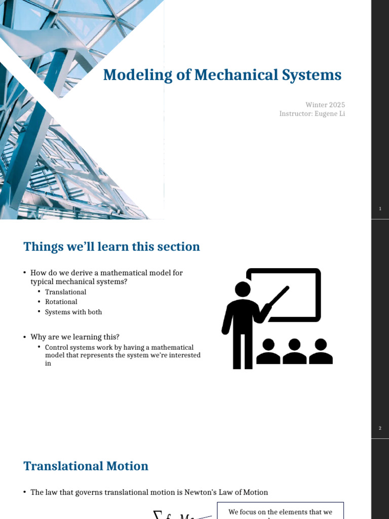 01 Modeling of Mechanical Systems | PDF | Friction | Force