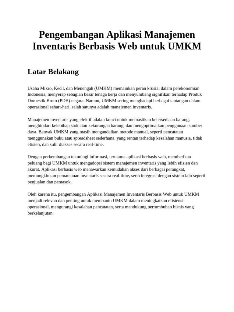 Pengembangan Aplikasi Manajemen Inventaris Berbasis Web Untuk UMKM | PDF