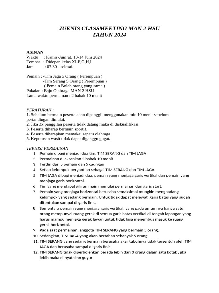 JUKNIS CLASSMEETING 2024 | PDF