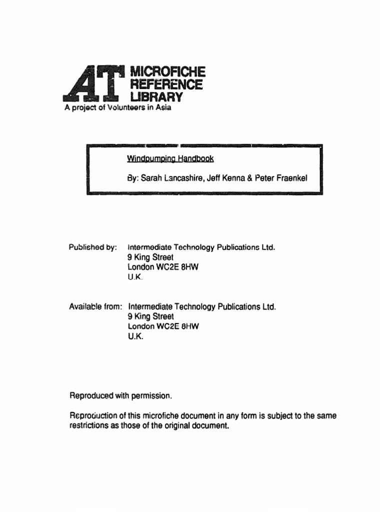 Wind Pumping Handbook | PDF | Turbine | Lift (Force)