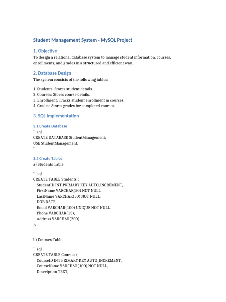Student_Management_System_Project | PDF | Databases | Relational Database