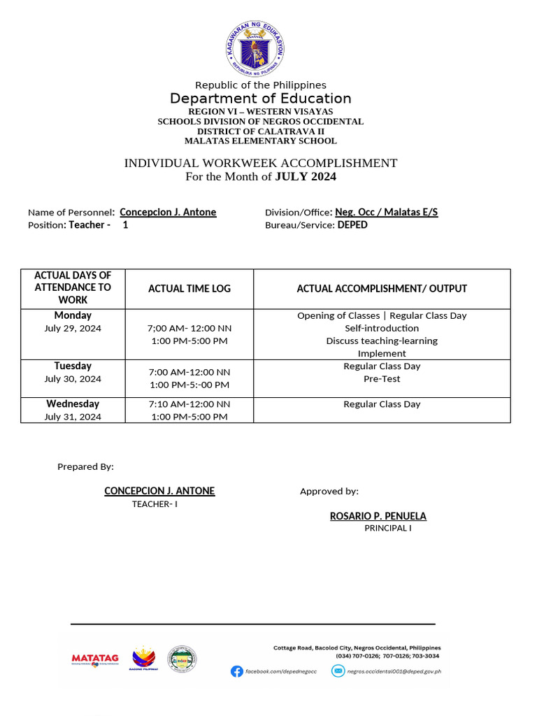 Accomplishment JULY-DEC 2024 | PDF | Workweek And Weekend | Philippines