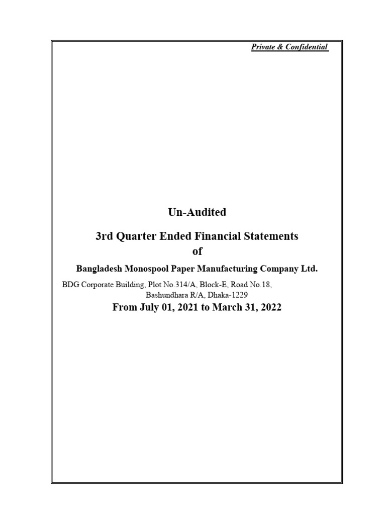 MPMC 3rd Quarter (Q3) FS | PDF | Expense | Deferred Tax