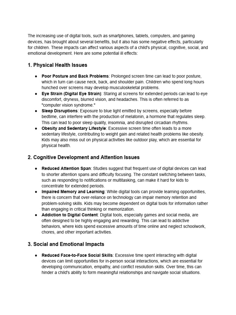 Negative Effects of Digital Tools on Kids | PDF | Sleep | Social Media