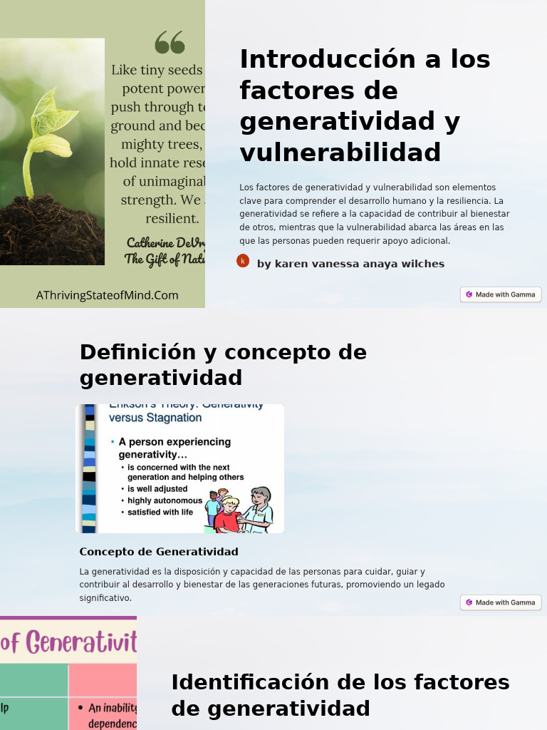 Introduccion A Los Factores de Generatividad y Vulnerabilidad | PDF ...