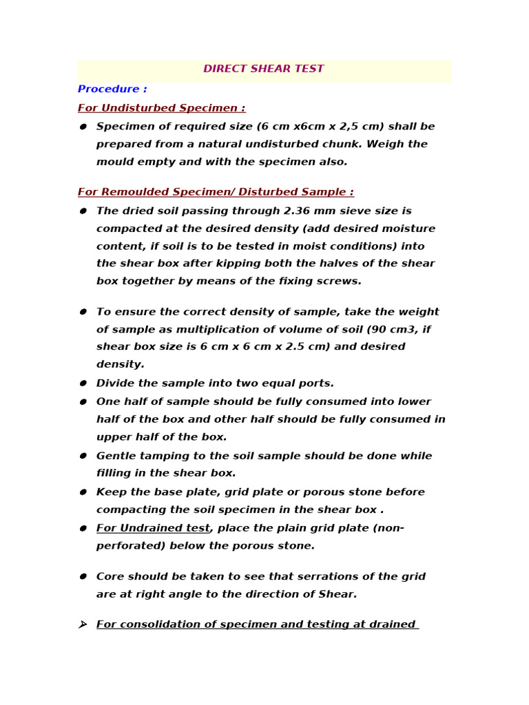 DIRECT SHEAR TEST | PDF | Porosity | Mechanical Engineering