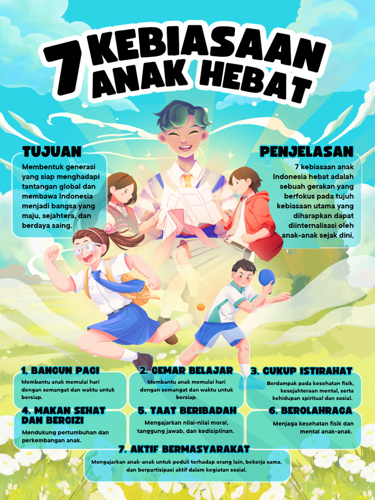 Poster 7 Kebiasaan Anak Hebat | PDF
