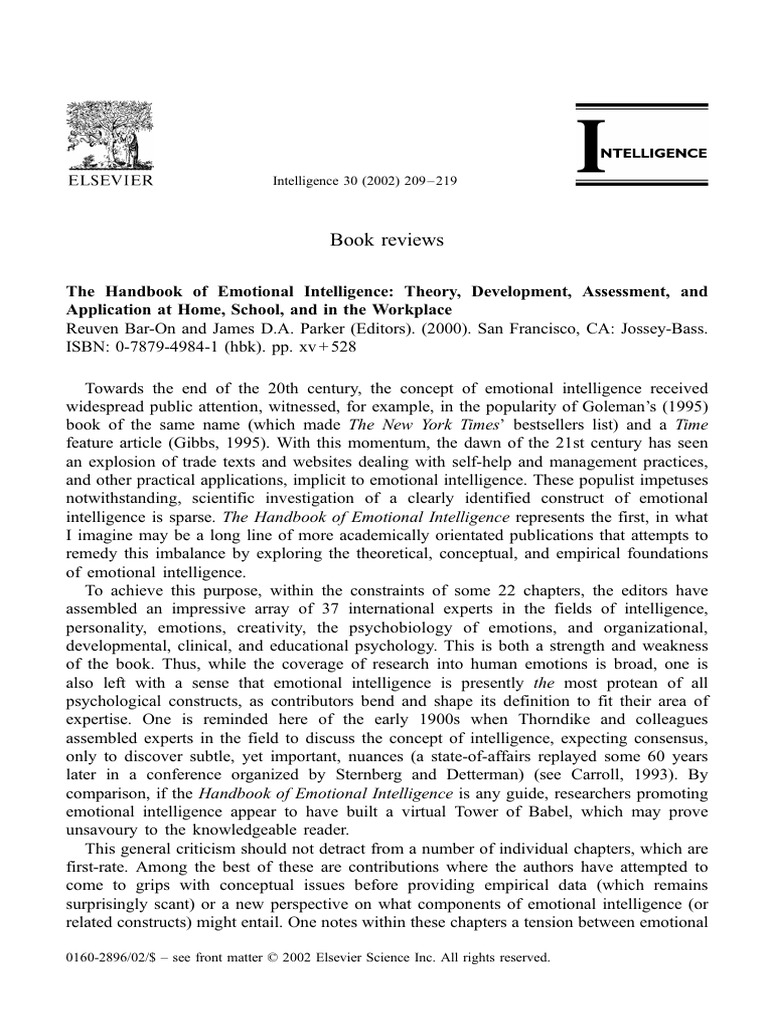 Handbook of Emotional Intelligence Review | PDF | Intelligence ...